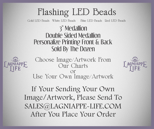 Custom Flashing Necklace Beads Personalize Double Sided Medallion Led ...